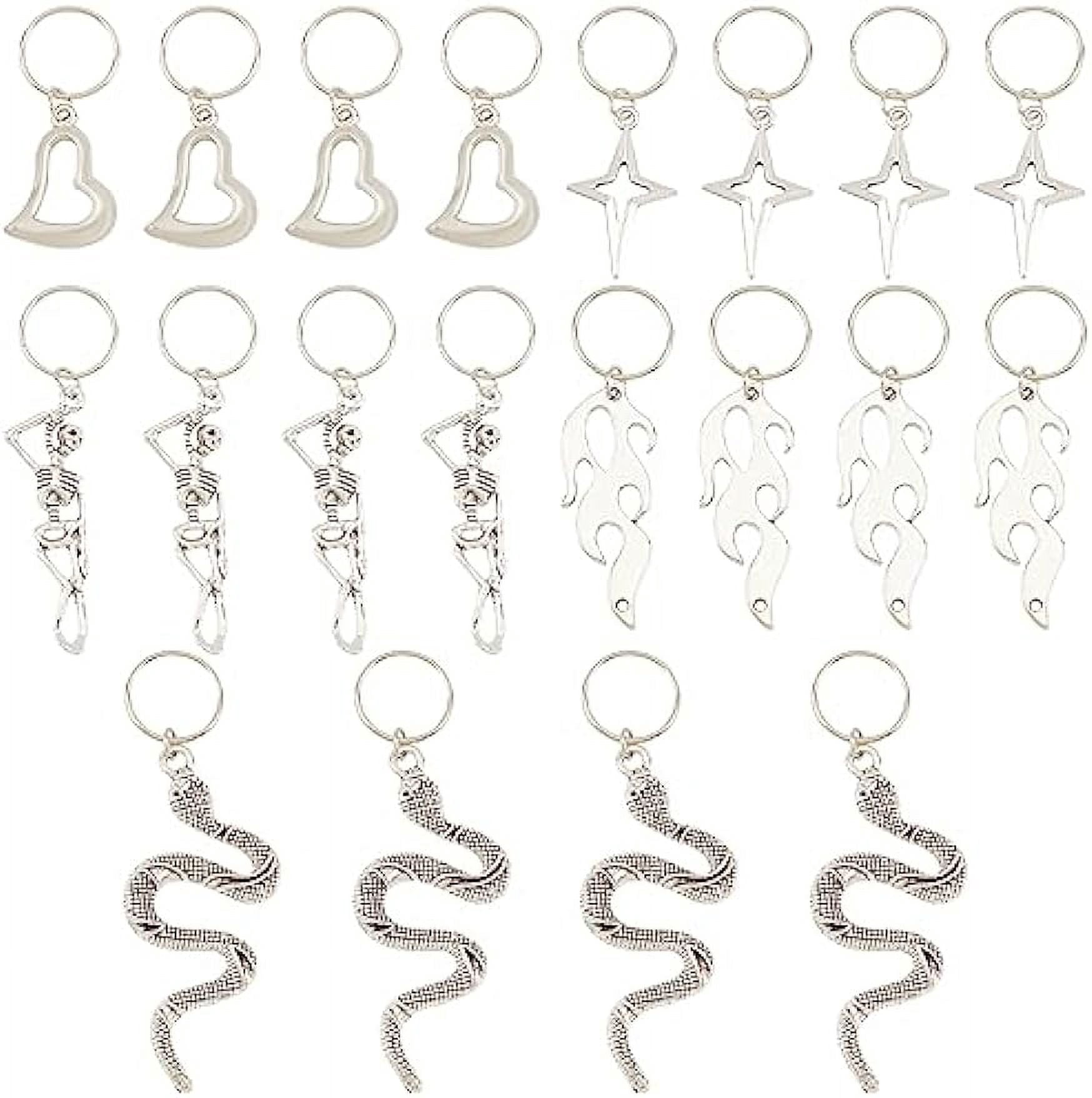 20Pcs Dreadlocks Braid Rings 5 Style Gothic Braiding Hair Hoops with ...