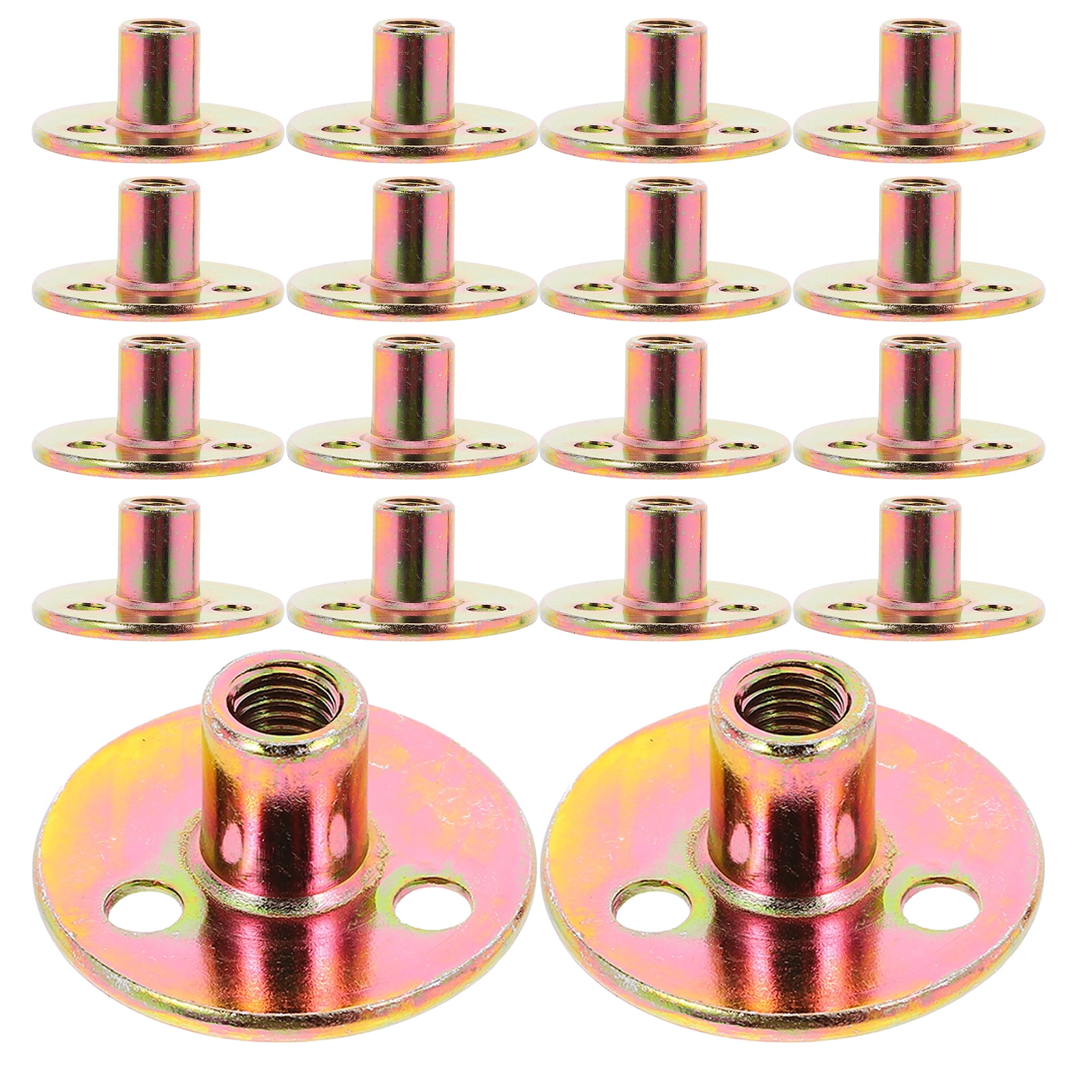 20Pcs Durable Metal 3 Screw Holes Rivet Nuts Round Base Tee Nuts for ...