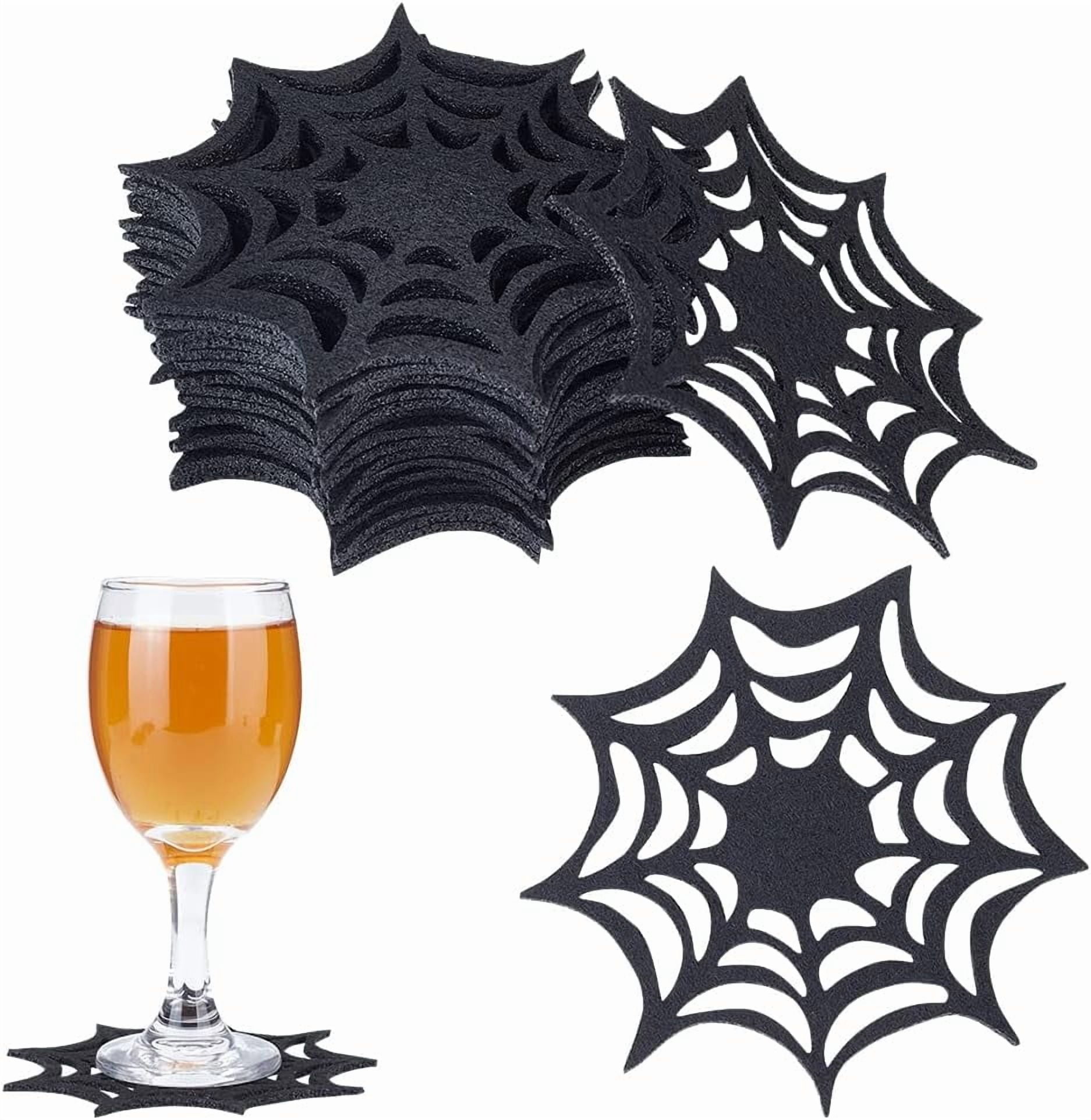 20Pcs Felt Spider Web Decoration Spider Web Drink Coasters Black Spider ...