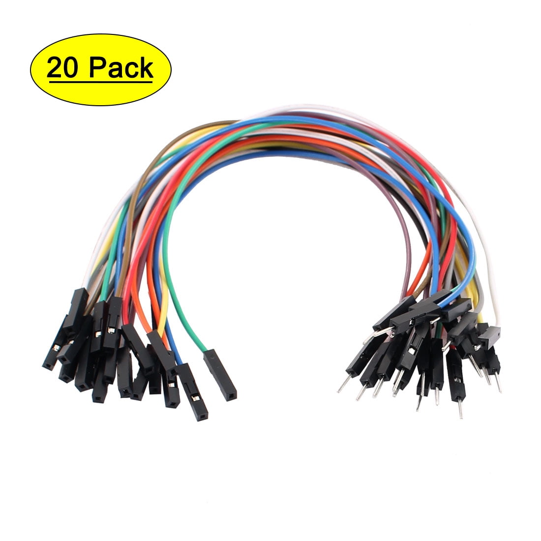 20Pcs Female to Male 1P Jumper Wire Ribbon Cable Breadboard DIY 20cm ...
