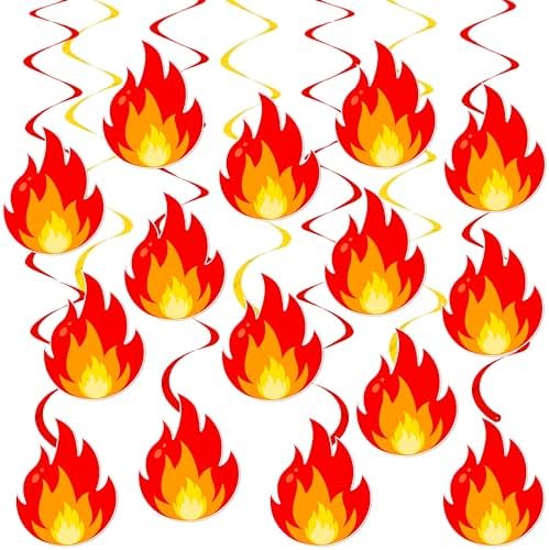 20Pcs Fire Flame Hanging Swirls Fire Birthday Party Decorations Flame ...