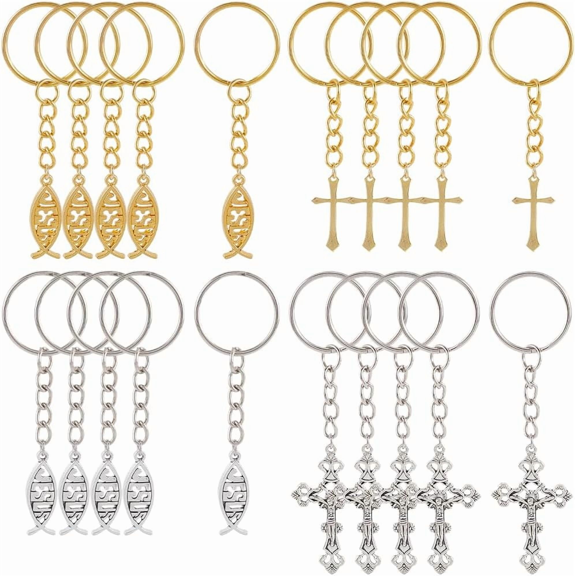 20Pcs Fish Key Chains Keychain Bulk 4 Styles Gold Small Hollow Tibetan ...