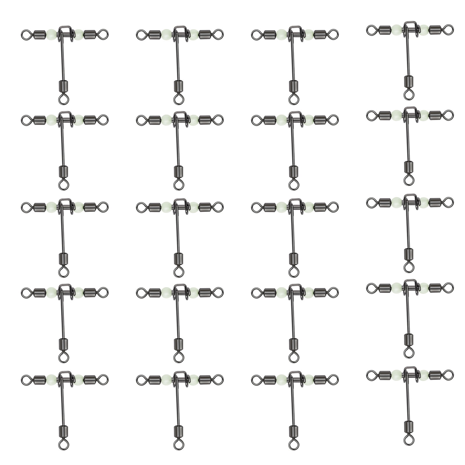 20Pcs Fishing Swivels Line 3 Way Swivels with Glow Bead for Saltwater ...