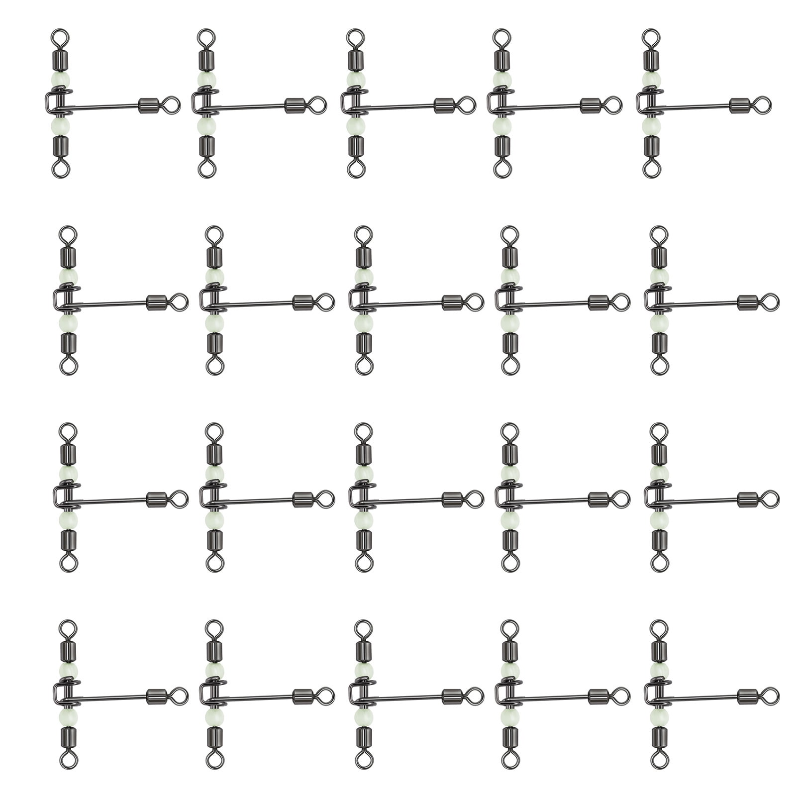 20Pcs Fishing Swivels Line 3 Way Swivels with Glow Bead for Saltwater ...