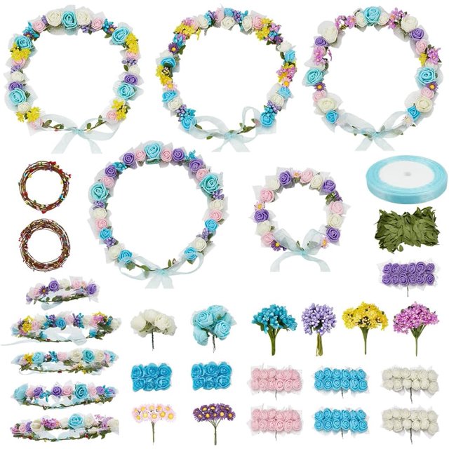 20Pcs Flower Crowns Making Kit Make Your Own Flower Wreath DIY Flower ...