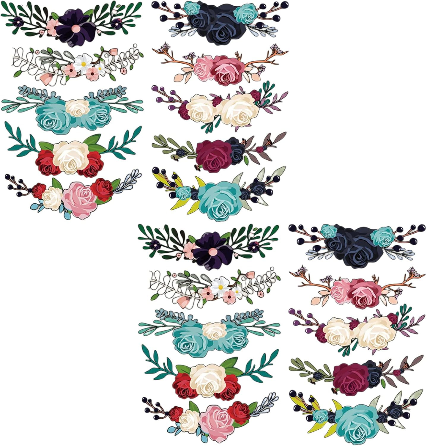 20Pcs Flower Iron on Sticker Patch Vinyl Appliques Decals Heat Transfer ...