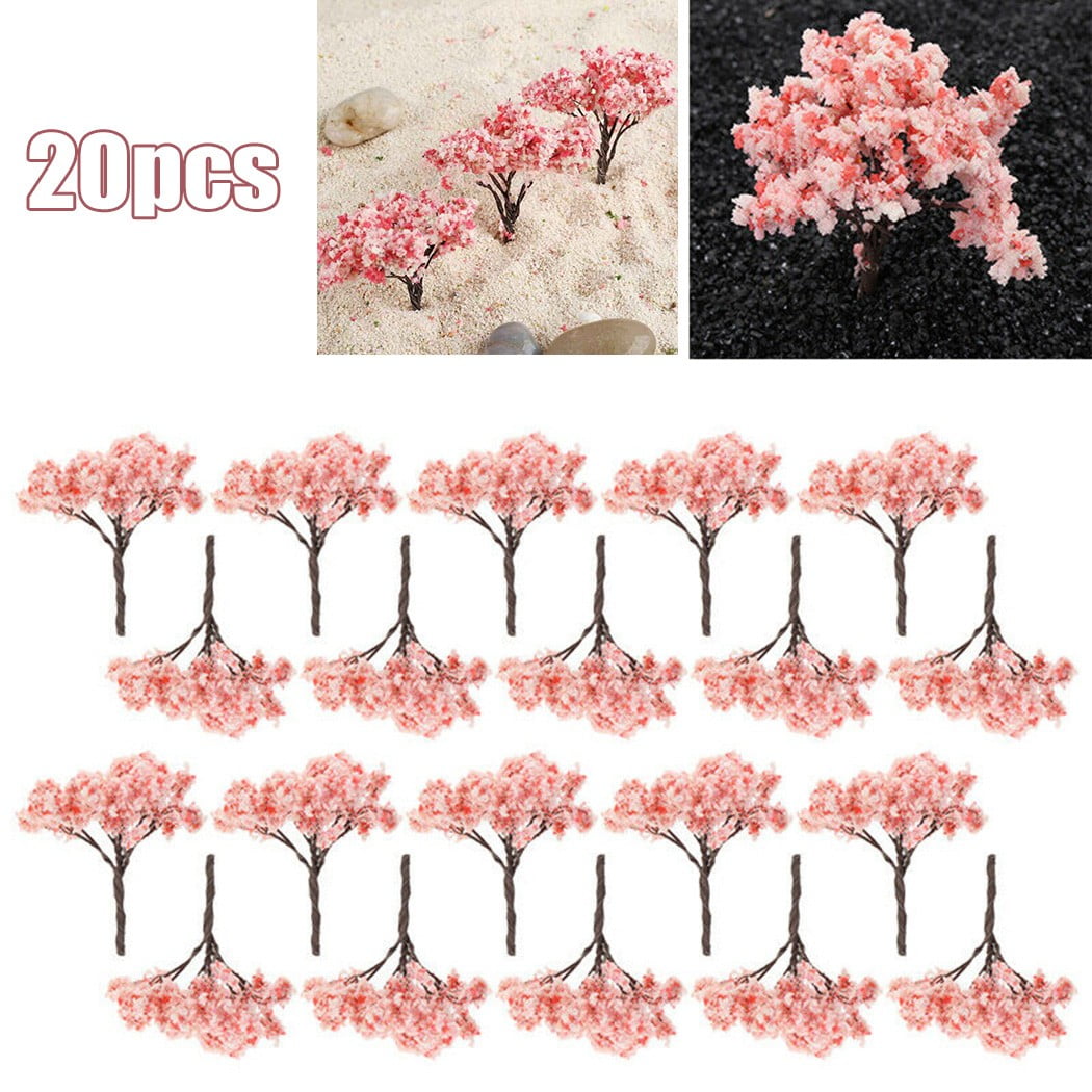 20Pcs Flowering for Cherry Tree Plant Model Tree Railway Layout Scene ...