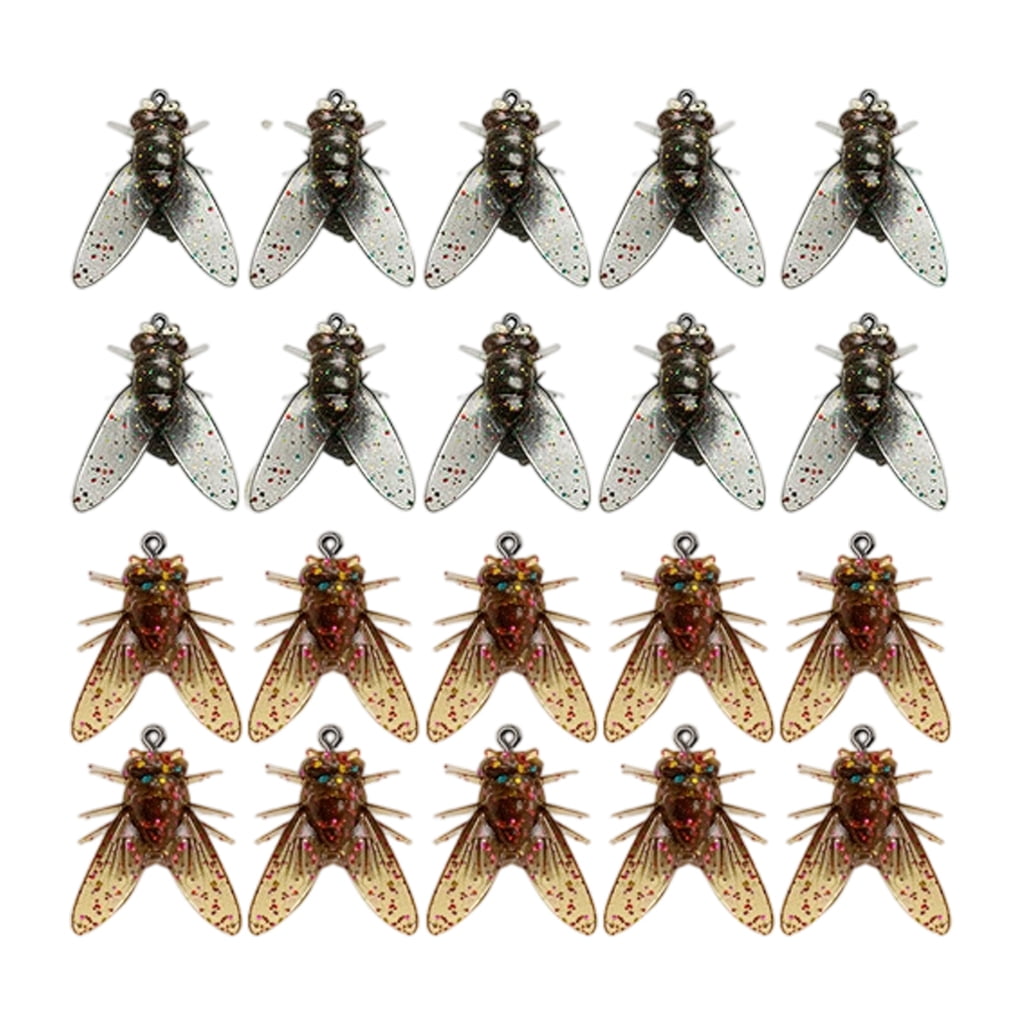 20Pcs Fly Fishing Baits Fly Hook Soft Baits with Hook Artificial ...