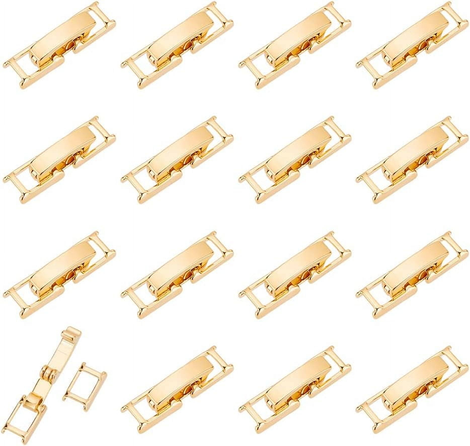 20Pcs Fold Over Jewelry Clasp Secure Watch Closure 24K Gold Plated ...