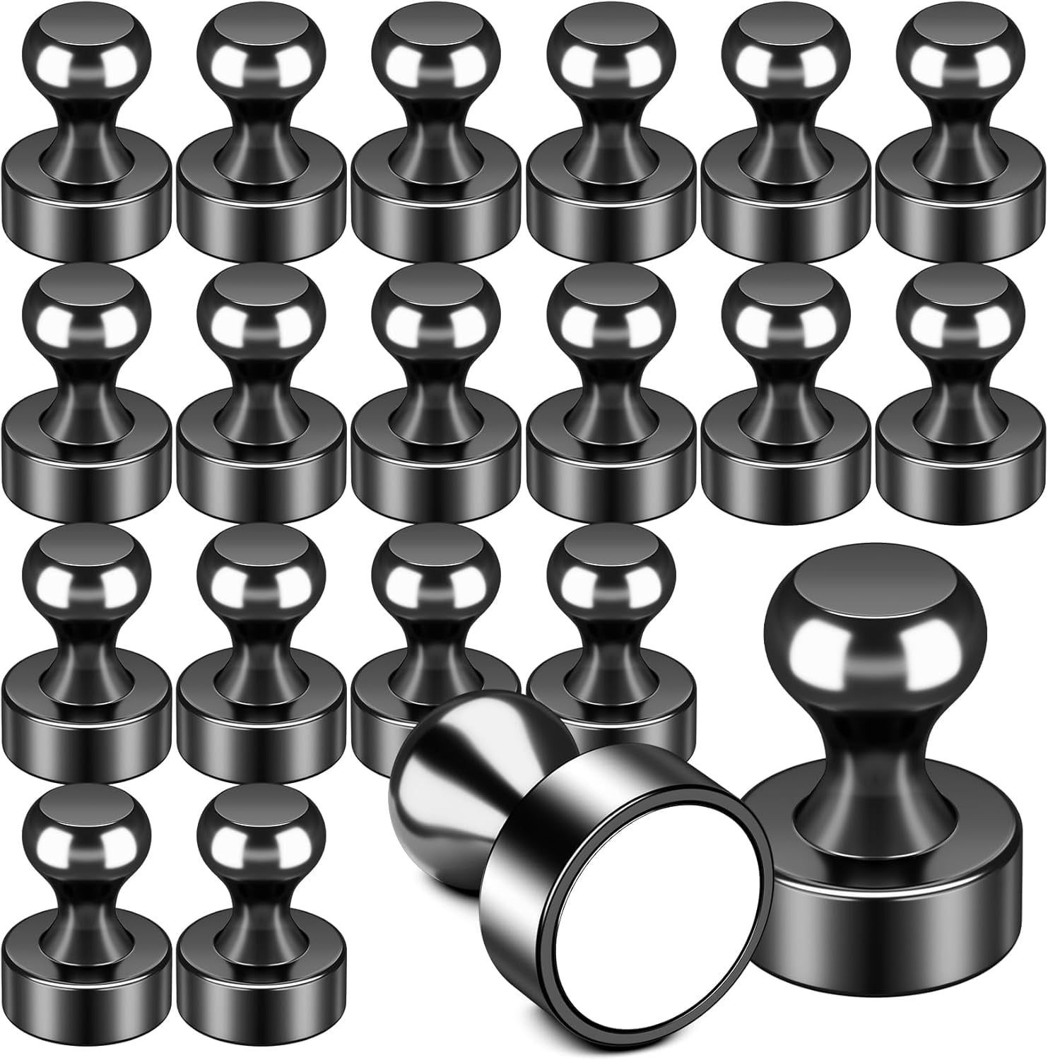20Pcs Fridge Magnets, Strong Neodymium Magnets for Whiteboard, Black ...