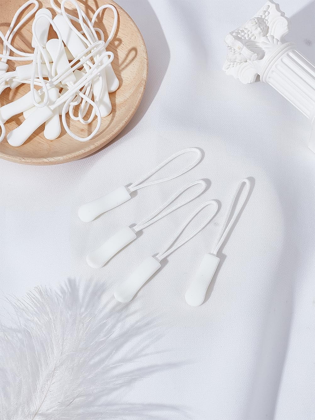 20Pcs Garment Accessories Plastic Zipper Puller With Strap White 60 ...