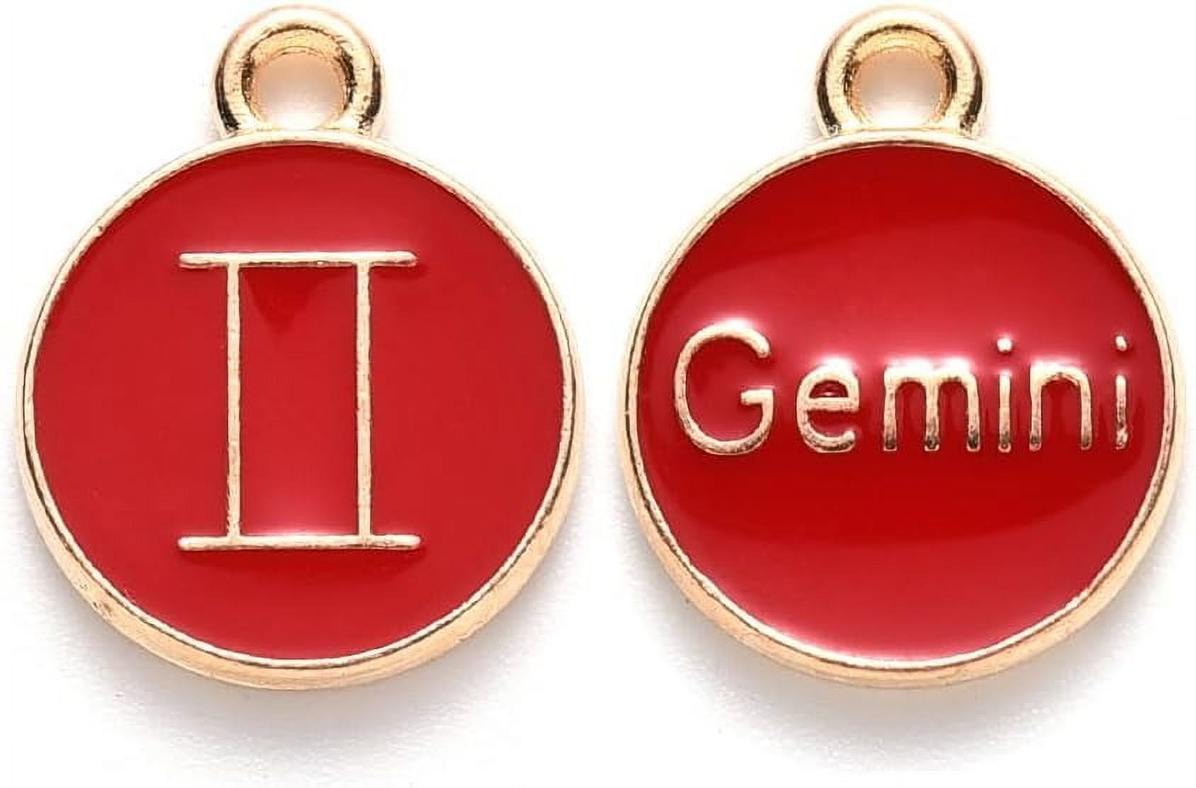 20Pcs Gemini Alloy Enamel Pendants Flat Round with Constellation ...