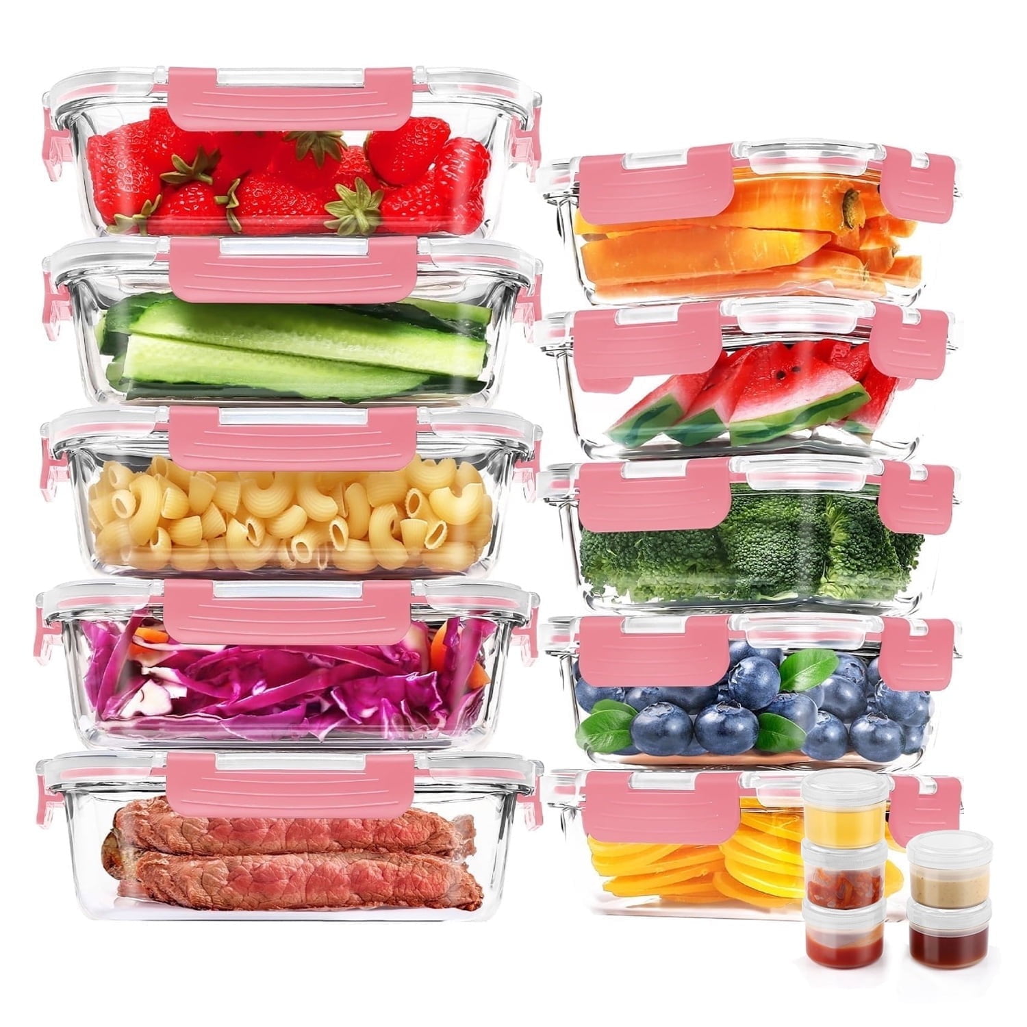 30 Pcs Glass Food Storage Containers with Lids, Glass Airtight Meal ...