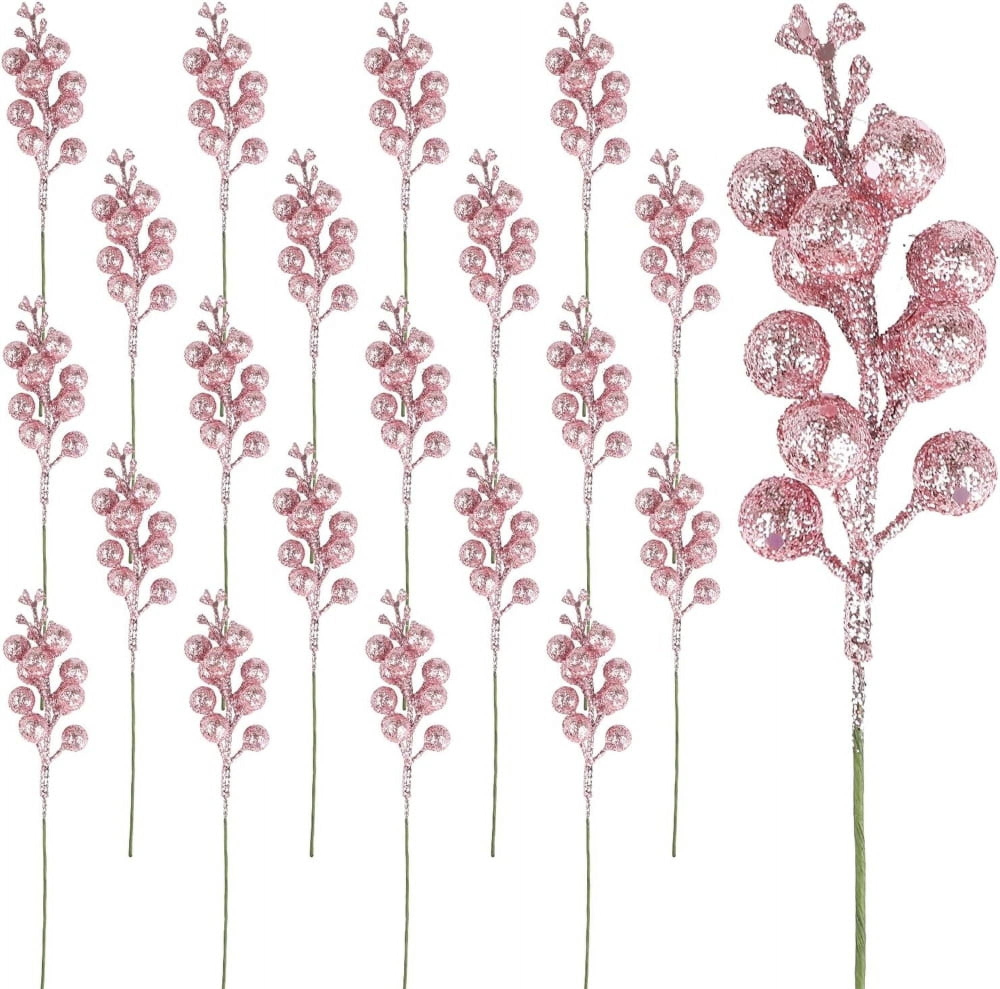 20Pcs Glitter Berry Pick for Decor,Christmas Tree Ornaments,Sparking ...
