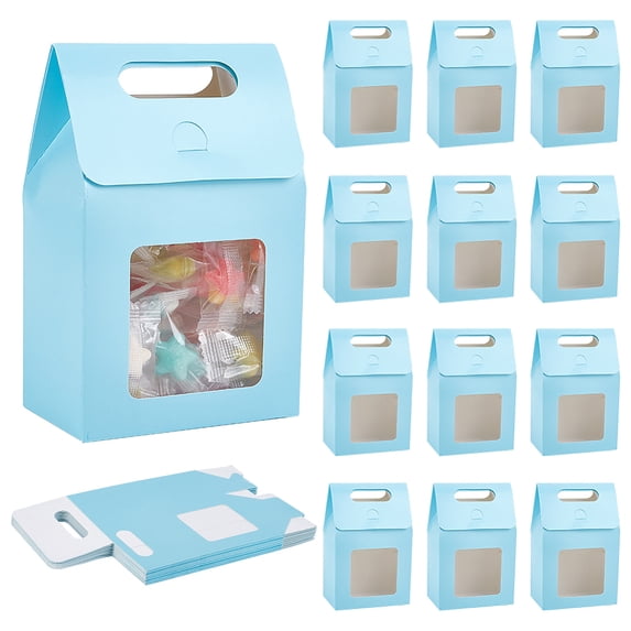 20Pcs Goodies Treat Gift Boxes with Clear Window Kraft Paper Favor ...