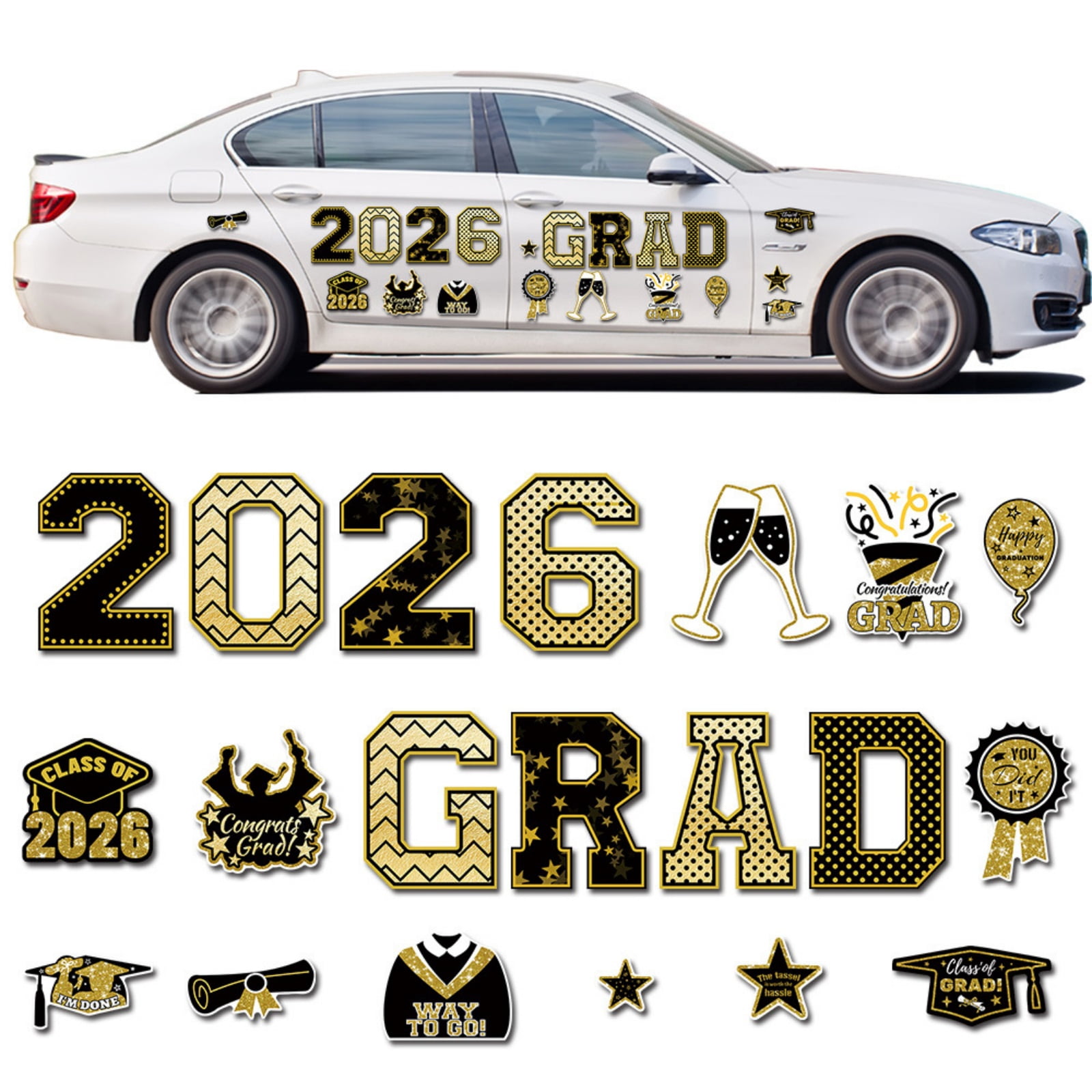20 Pcs Graduation Car Magnets – “Congrats Grad” Magnetic Bumper ...