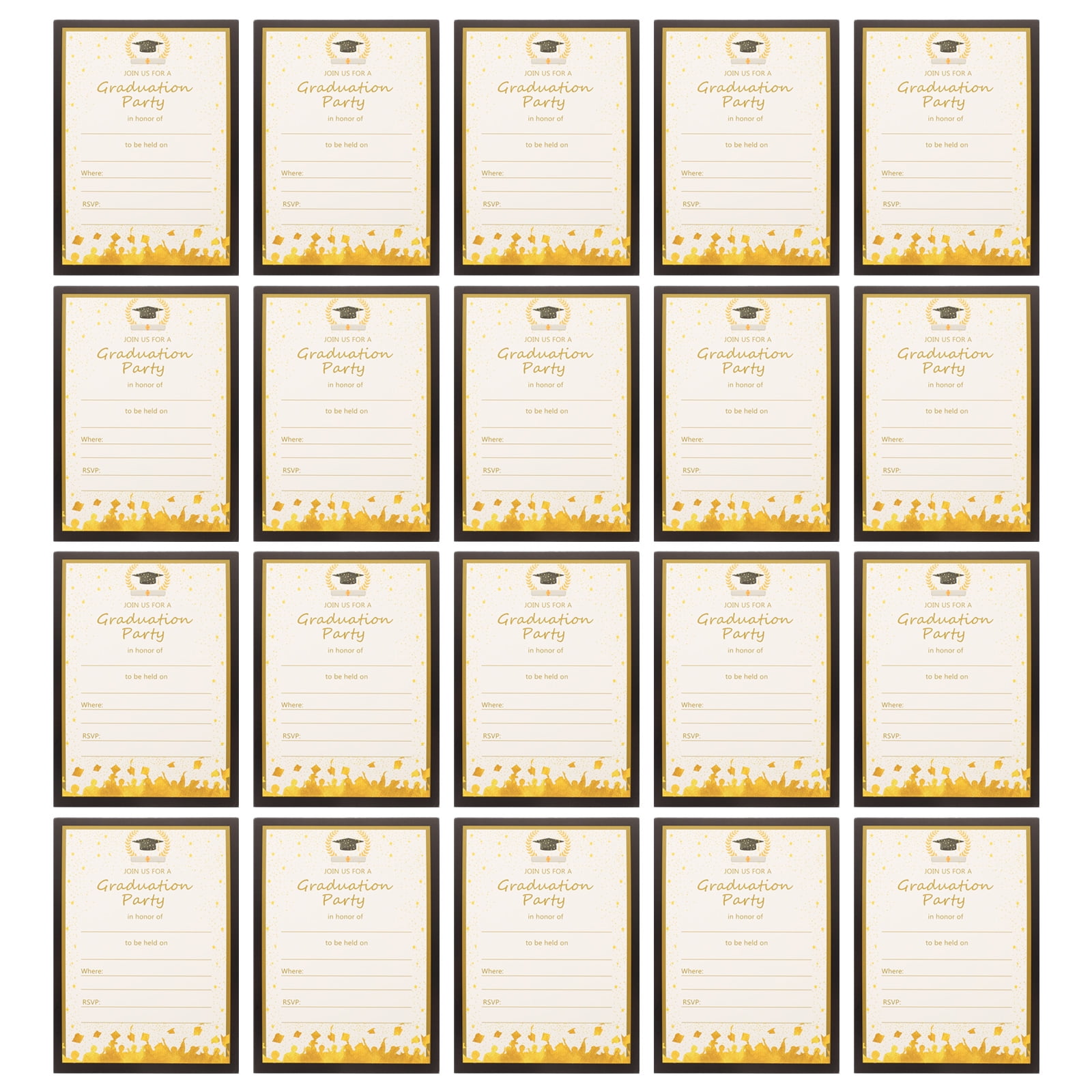 20Pcs Graduation Party Invitation Cards Grad Congrats Announcements ...