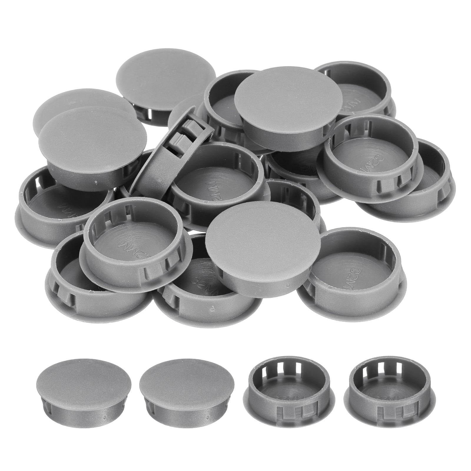 20Pcs Gray Hole Plugs, 32mm / 1.26" Plastic Snap in Locking Screw Hole ...