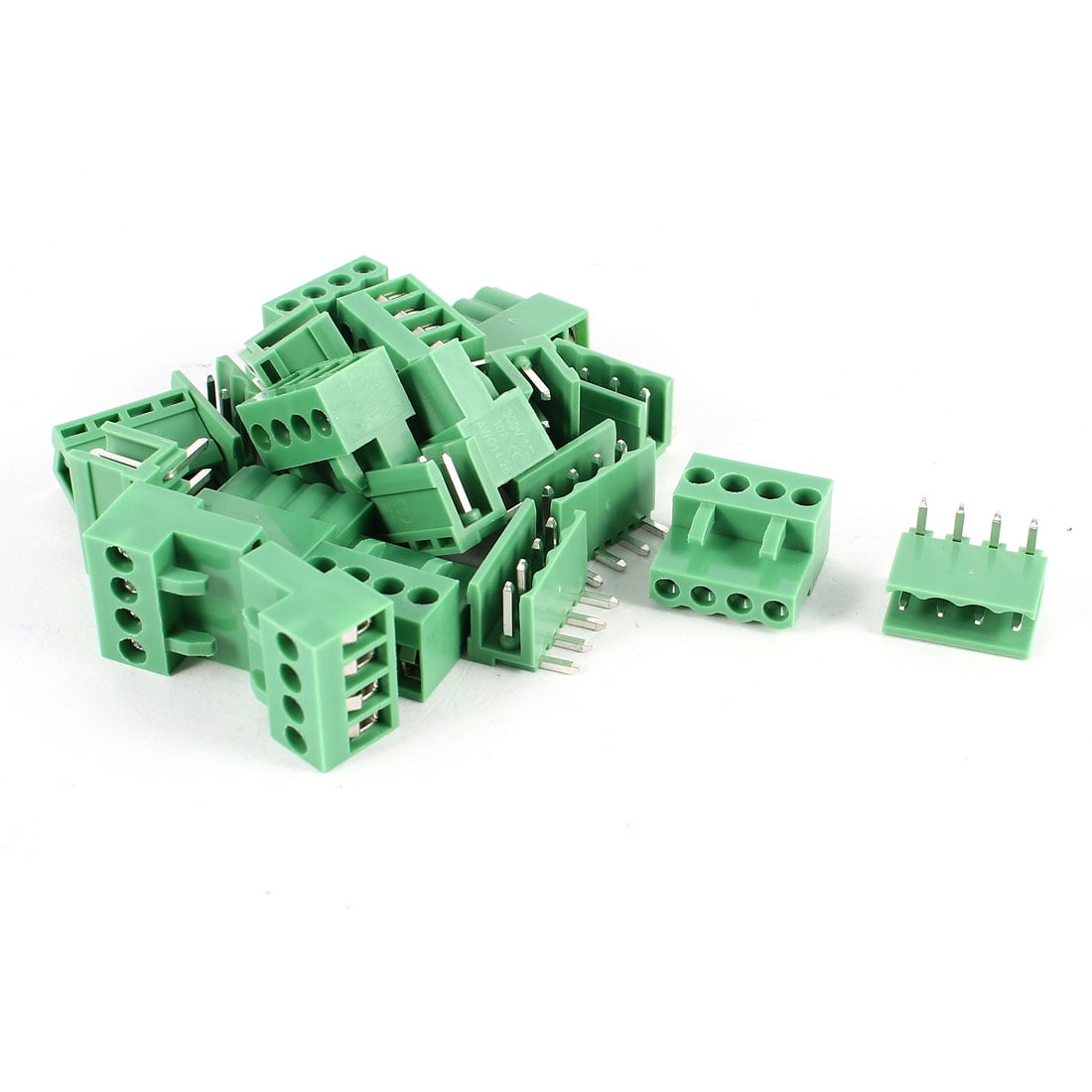 20Pcs Green 4P PCB Plug-in Screw Terminal Block Connector 3.96mm Pitch ...