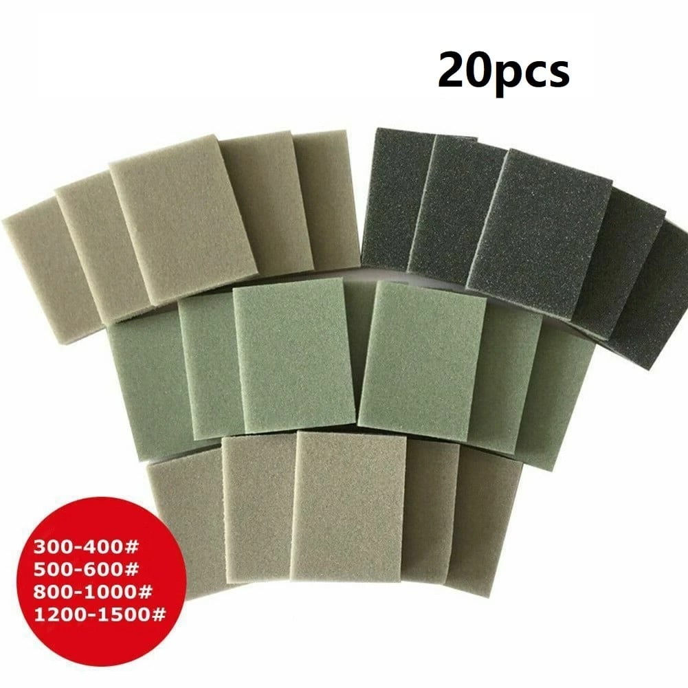 20Pcs Hand Sanding Block Sponge Set 300-400 Grit, Ultra Fine Sanding ...