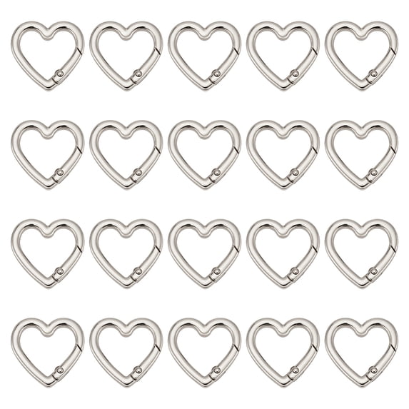 20Pcs Heart Spring Gate Rings Alloy Keychain Clips Snap Hooks ...
