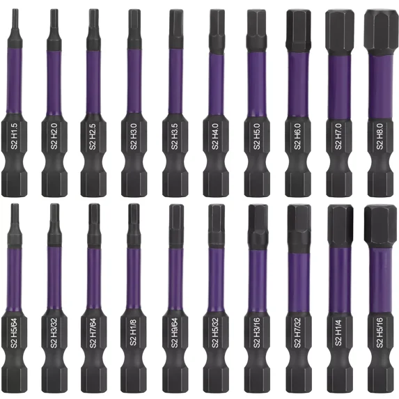 20Pcs Impact Hex Head Drill Bit S2 Steel Bits Set 1/4" Hex Shank with ...