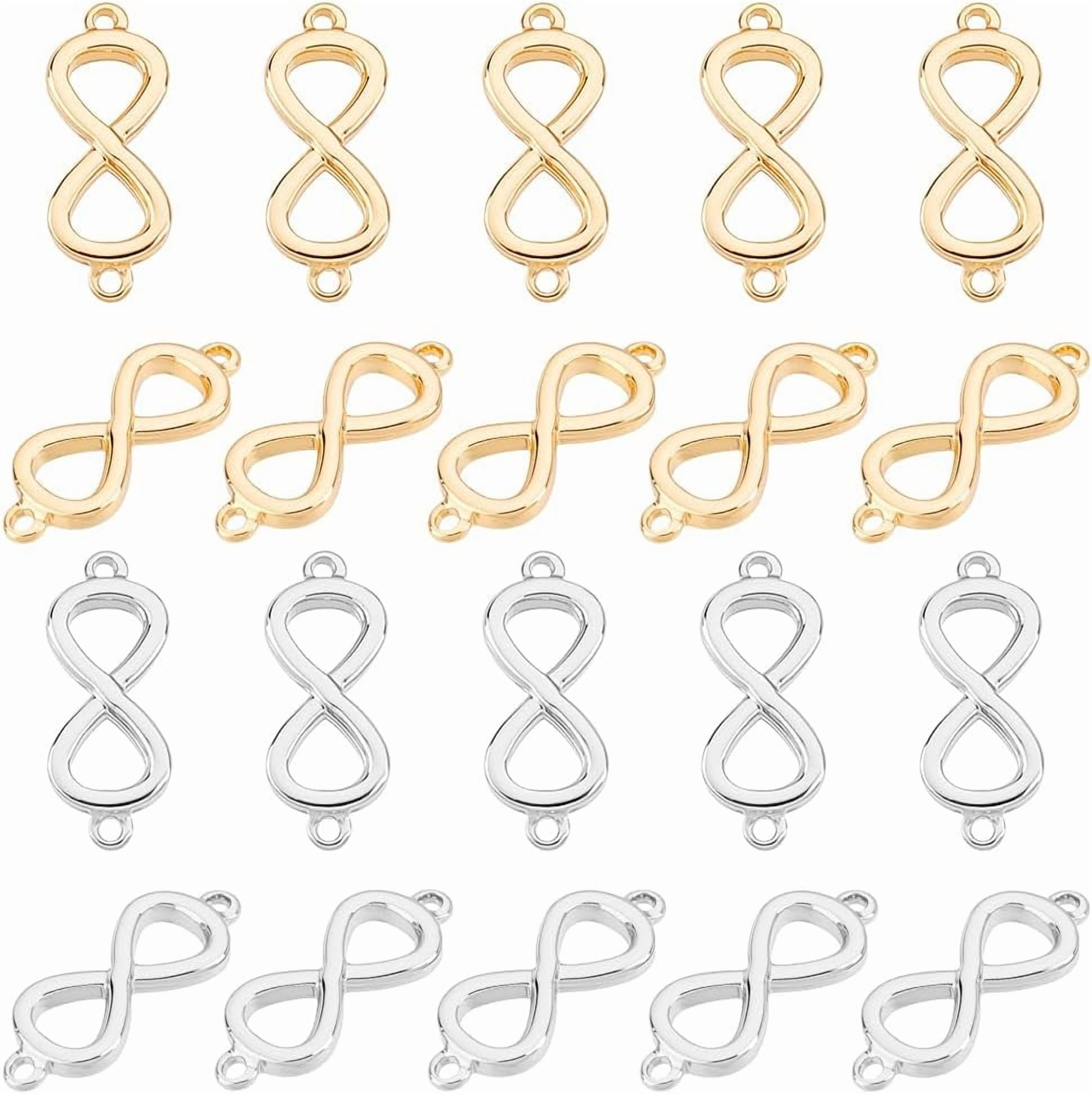 20Pcs Infinity Symbol Charms 2 Colors Jewelry Connector Pendants Golden ...
