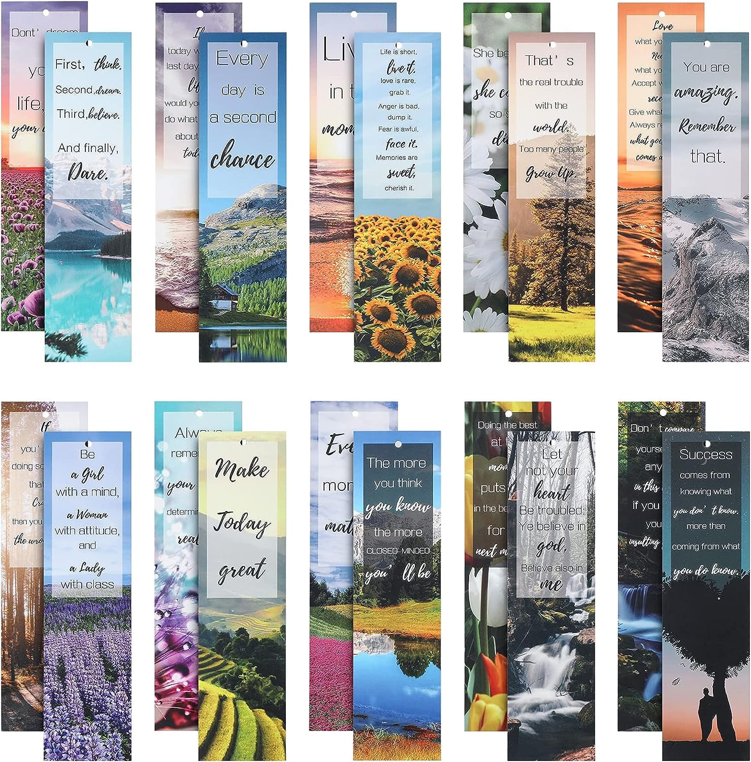 20 Styles Inspirational Bookmark Set with Encouraging Quotes for Book ...