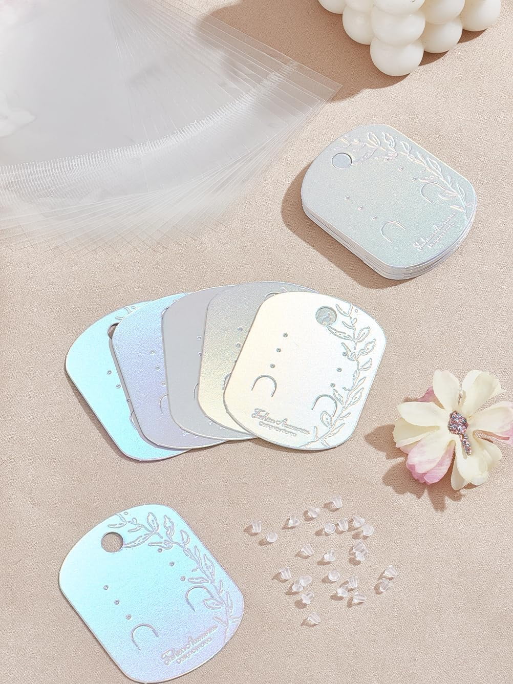 20Pcs Iridescent Earring Cards Rectangle Cardboard Jewelry Display ...