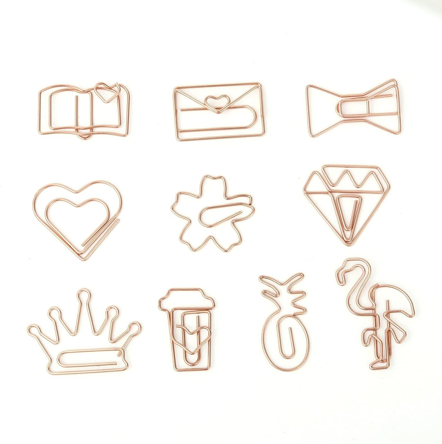 20Pcs Iron Paperclips Bookmarks Rose Gold Random Shaped Paperclip Cute ...