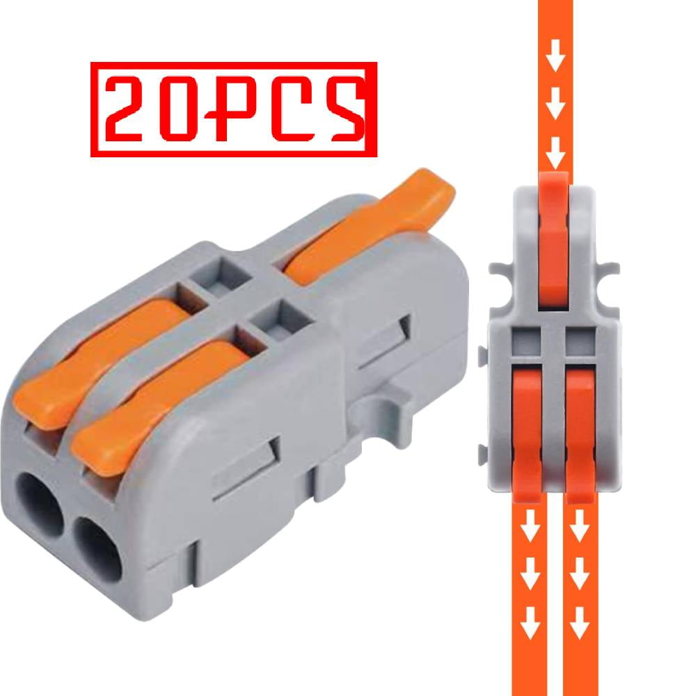 20Pcs Lever Wire Connectors, 1 in 2 Out DIY Mini Splicing Compact ...