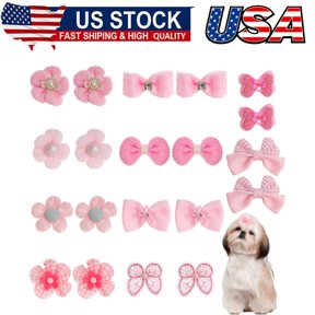 5PCS Cute Dog Bows Pink Dog Hair Bows with Dots Pattern, Pet Hair Bows ...