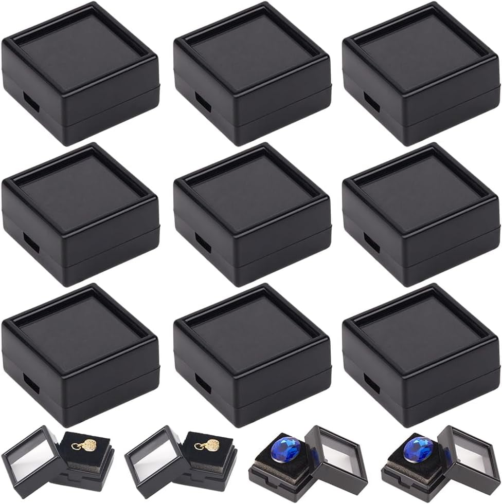 20Pcs Loose Gemstone Display Box 1.16" Small Black Jewelry Display ...