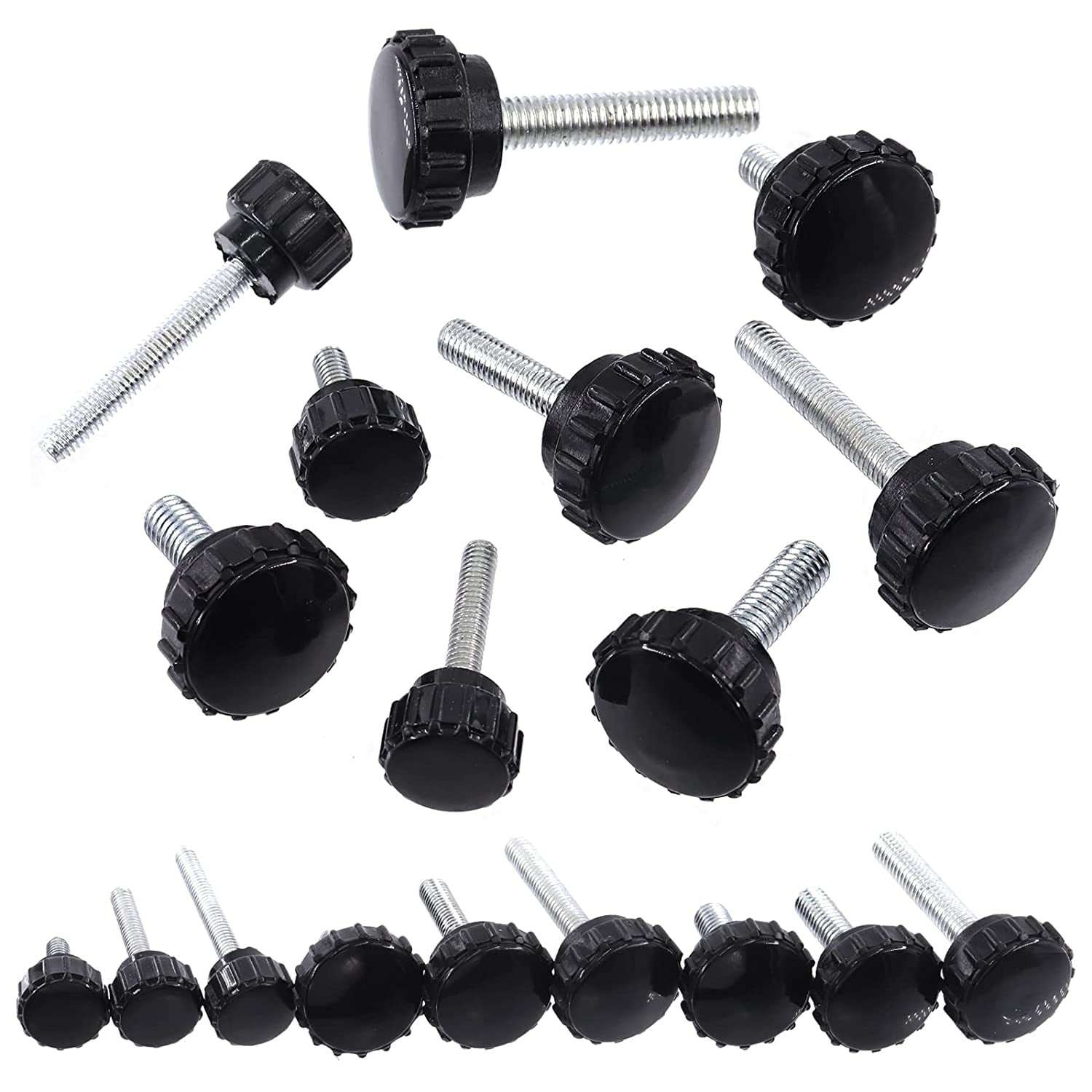 20Pcs M6 x 30mm Black Round Male Thread Knurled Clamping Knobs Grip ...