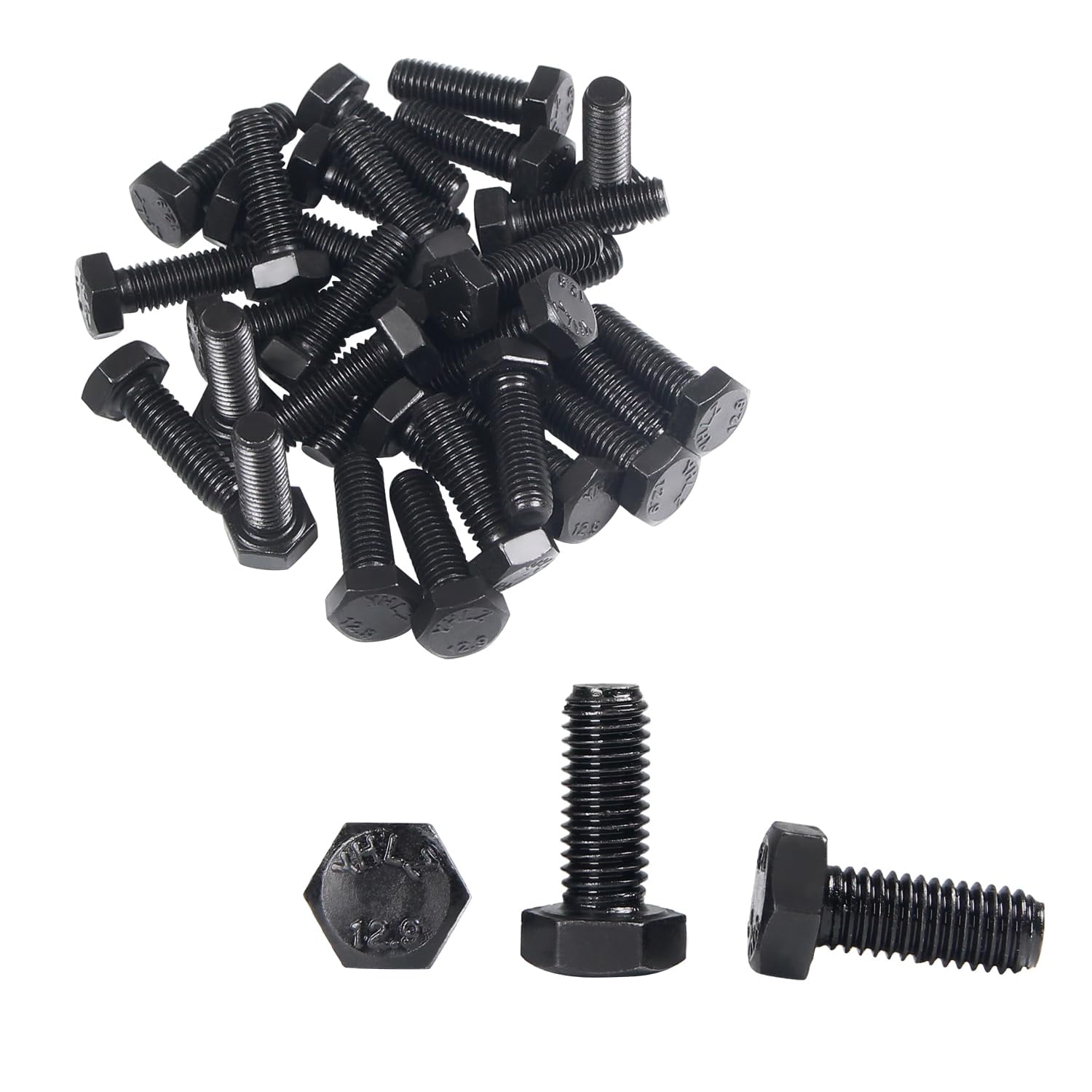 20Pcs M8 Hex Bolts M8x25mm Carbon Steel Black Oxide 1.25mm Pitch Fully ...
