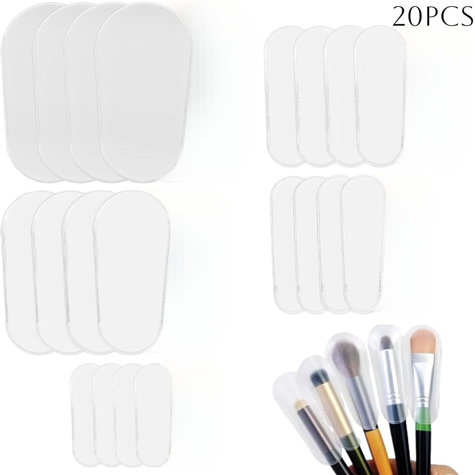 20Pcs Makeup Brush Covers, Clear Make up Brush Protective Protector ...