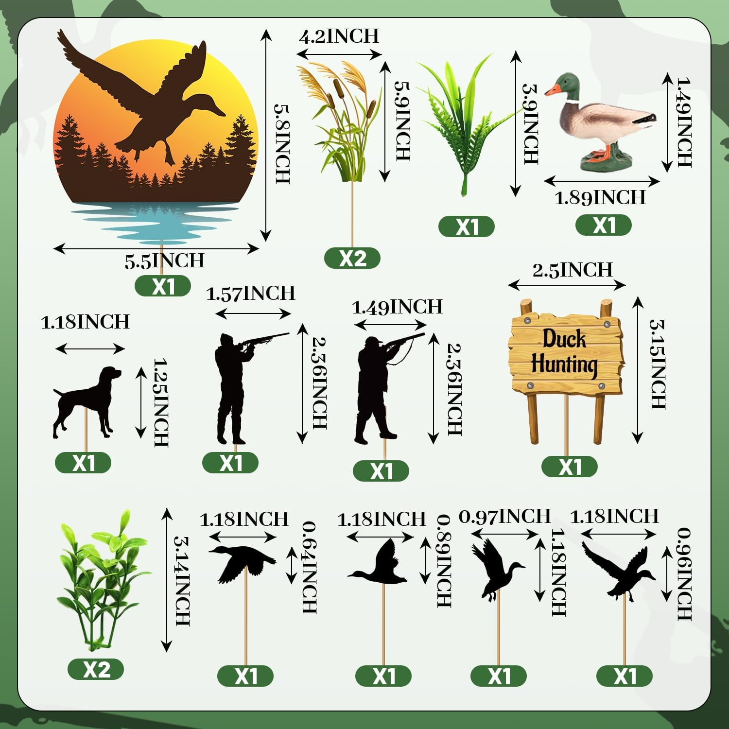 20Pcs Mallard Duck Hunting Cake Topper, Duck Hunting Birthday Glitter ...