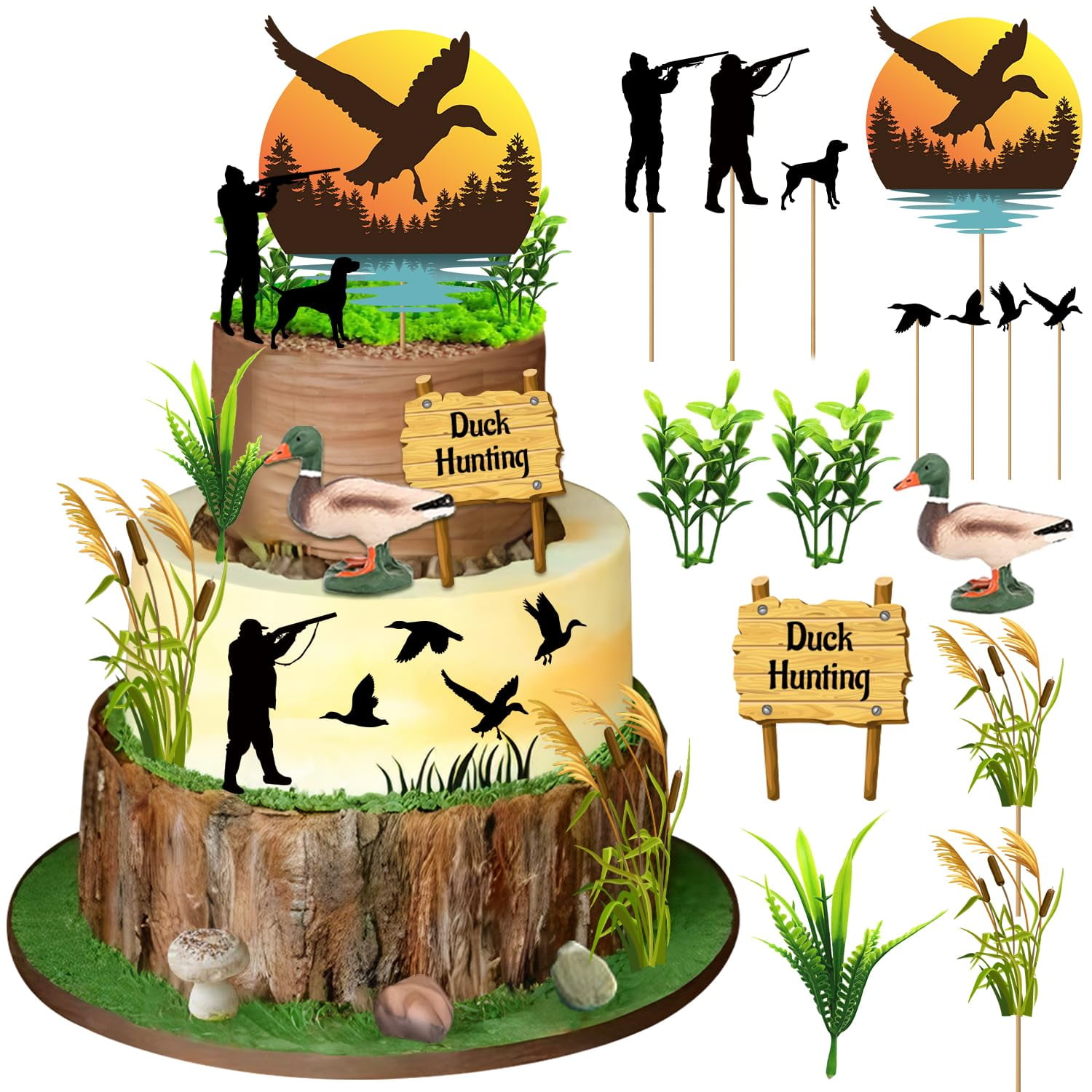 20Pcs Mallard Duck TWE5 Cake Topper, Duck Birthday Glitter Cake ...