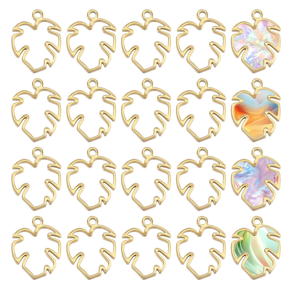 20Pcs Maple Leaf Open Back Bezel Charms Pendants Zinc Alloy Pendants ...