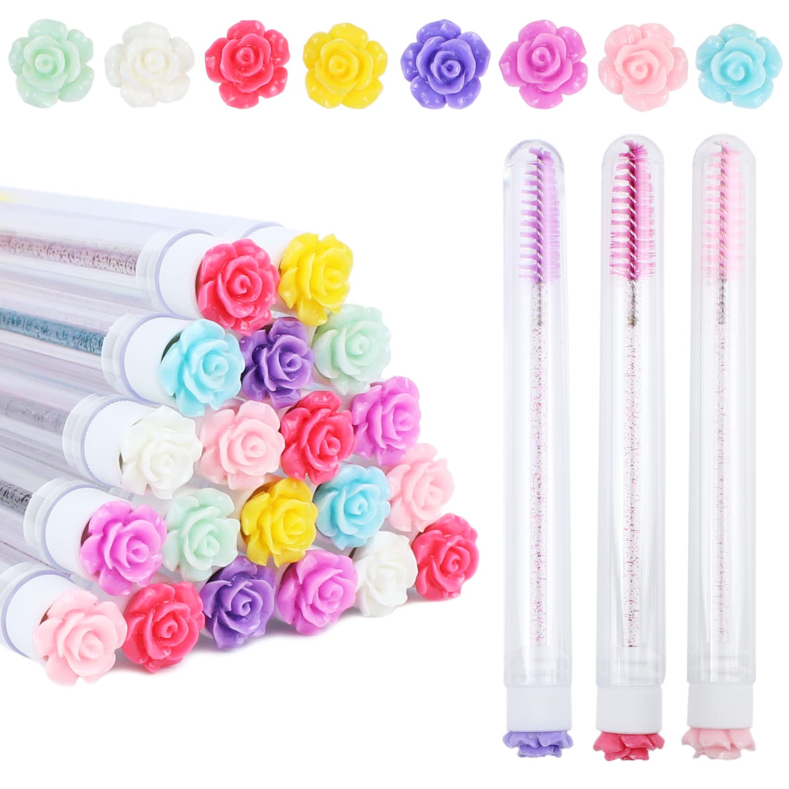 20Pcs Mascara Wands Tube TSF6 Set SenRocc Reusable Lash Spoolies Rose ...