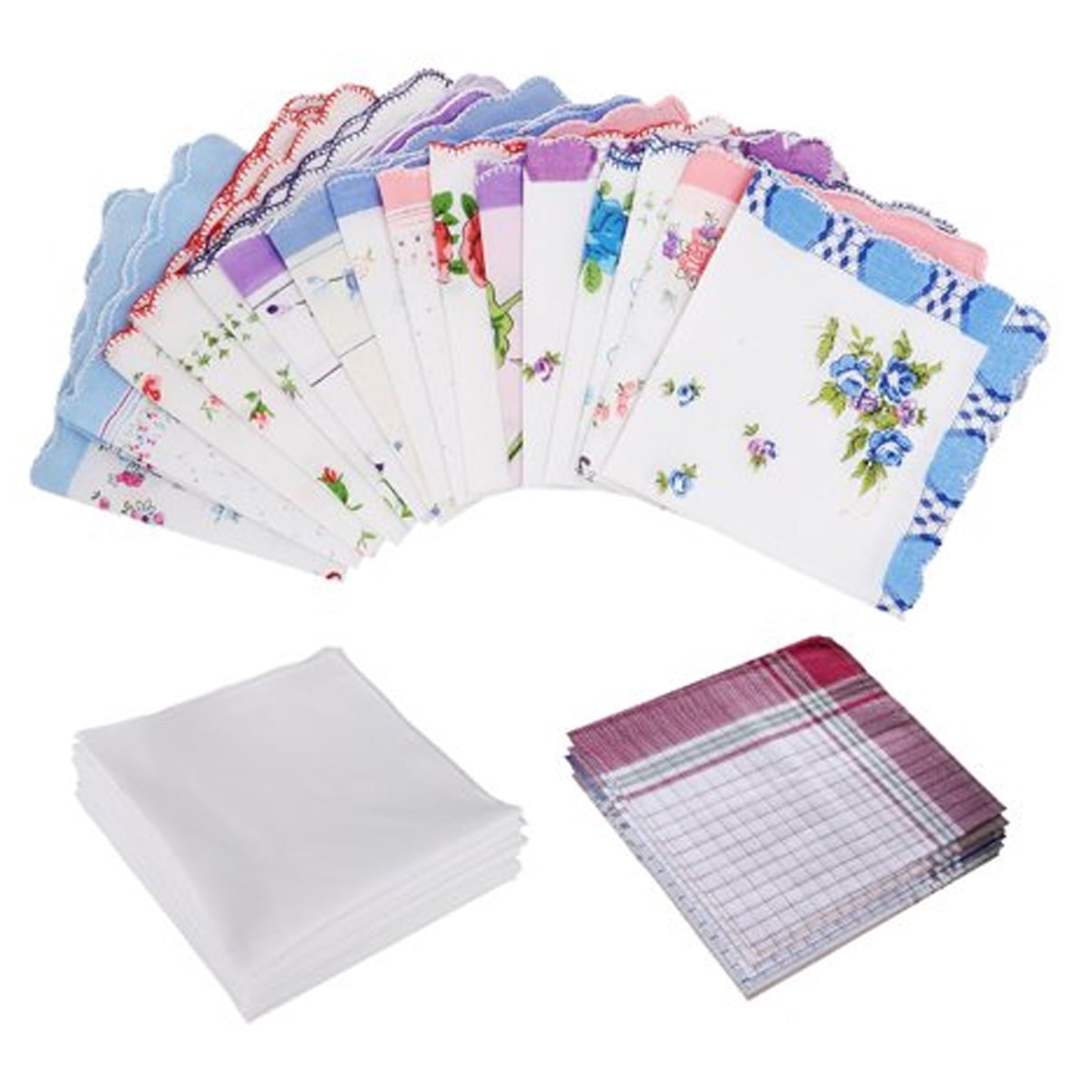 20Pcs Men's Women's Handkerchiefs Cotton Hankies, Classic Soft Pocket ...