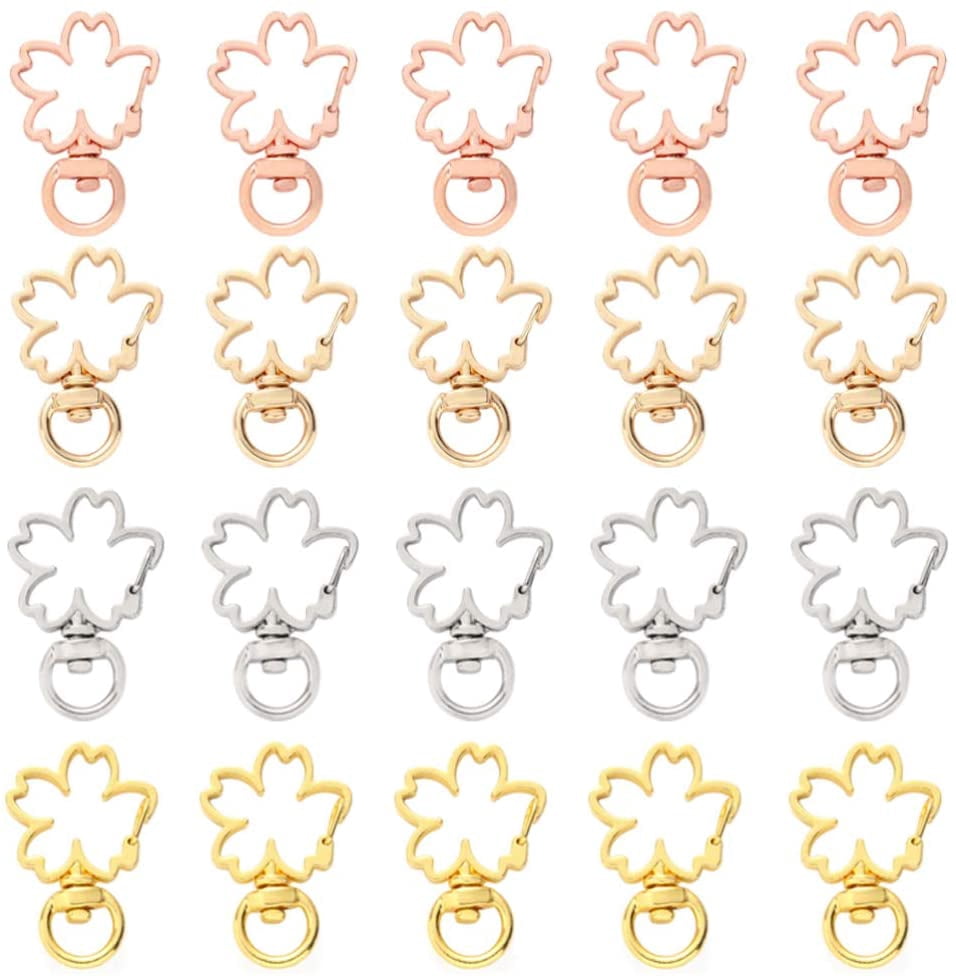20Pcs Metal Cherry Blossoms Key Chain Clasp Swivel Lobster Clasp, Snap ...