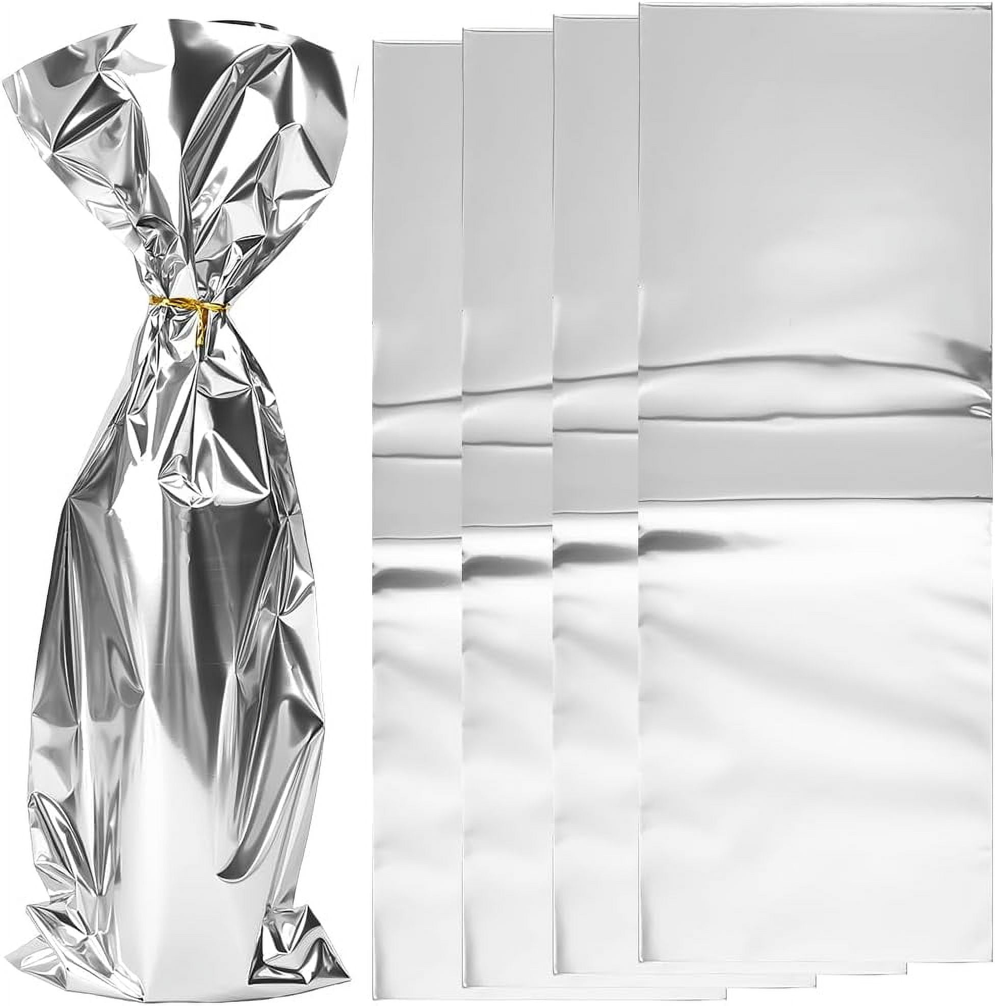 20Pcs Metallic Wine Gift Bags Silver Wine Pouch Gift Wrap with 20Pcs ...