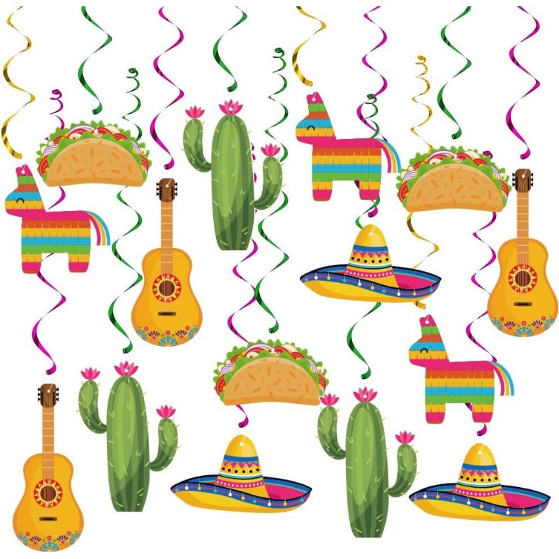 20Pcs Mexican Fiesta Hanging Swirl Decor Cinco De Mayo Party Supplies ...