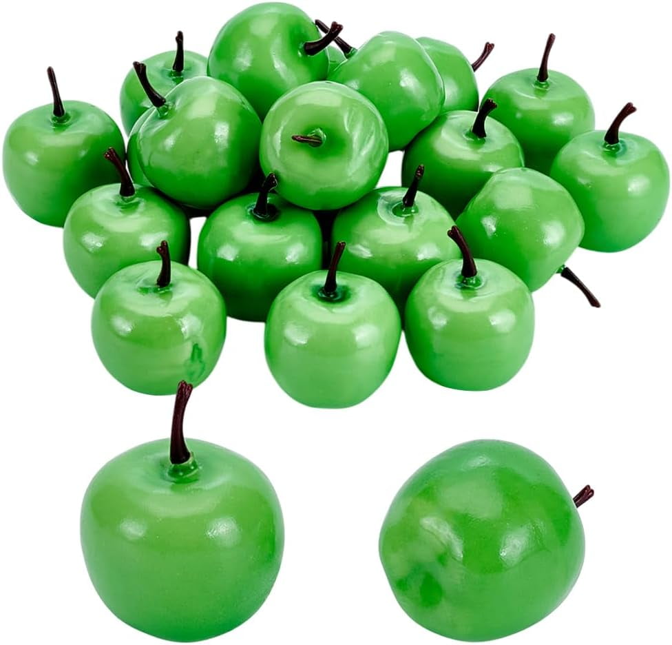 20Pcs Mini Artificial Apples 1.42 Inch Green Apples Ornaments Christmas ...