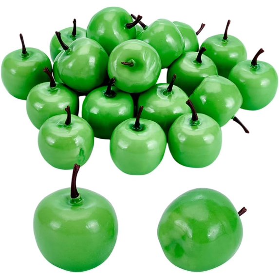 20Pcs Mini Artificial Apples 1.42 Inch Green Apples Ornaments Christmas ...