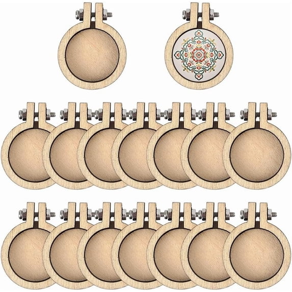 20Pcs Mini Embroidery Hoops Round Wooden Small Tiny Stitch Hoops ...
