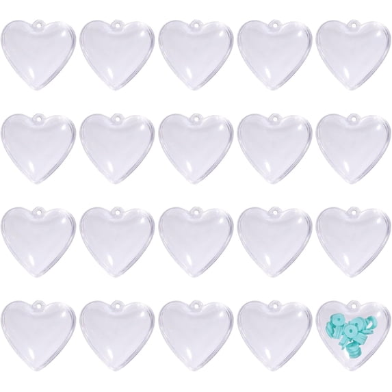 20Pcs Mini Fillable Shaker Heart Charm Plastic Heart Ornaments for DIY ...