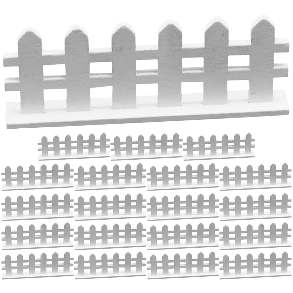 OUNONA Landscape Decor Mini Fence Mini House Wooden Fences White 20Pack ...