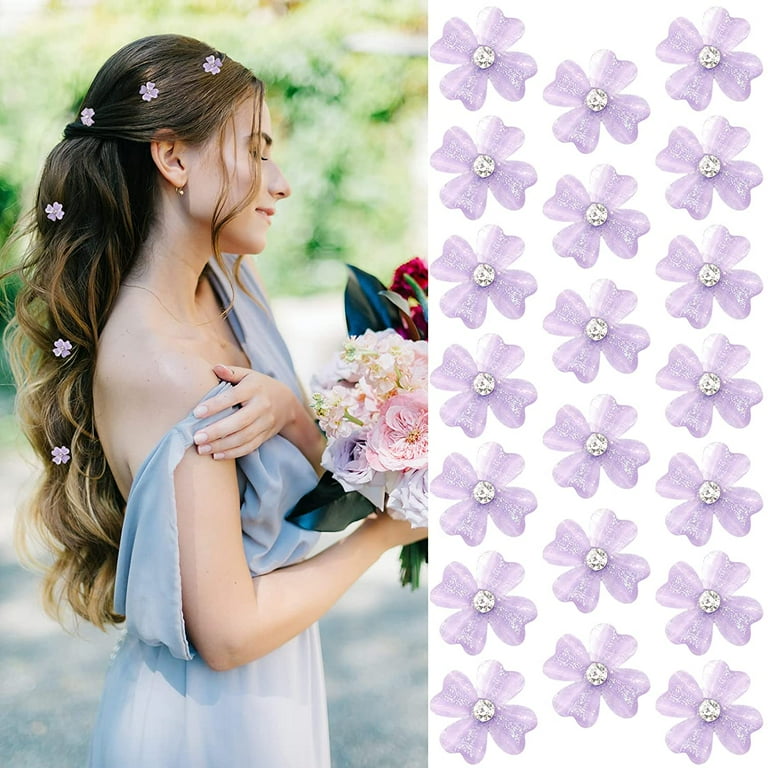 20Pcs Mini Purple Flower Hair Clips with Rhinestone Cute Hair Pins Decorative Hair Clips Wedding Hair Barrettes Bridal Hair Accessories for Girls Women Walmart